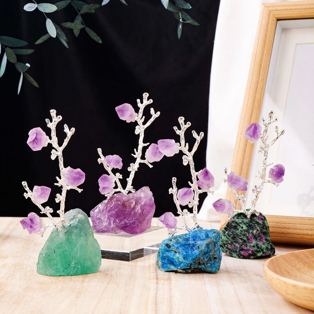Raw Crystal Gemstone Tree Amethyst Crystal Point Tree Gemstone Base ...