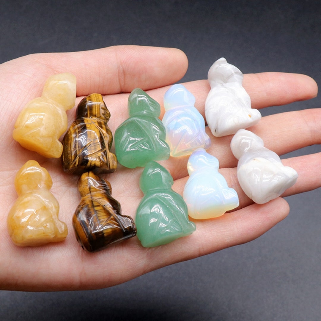 Crystal Cat Figurine Gemstone Cat Carving for Gift Home Desk Decor Bulk ...