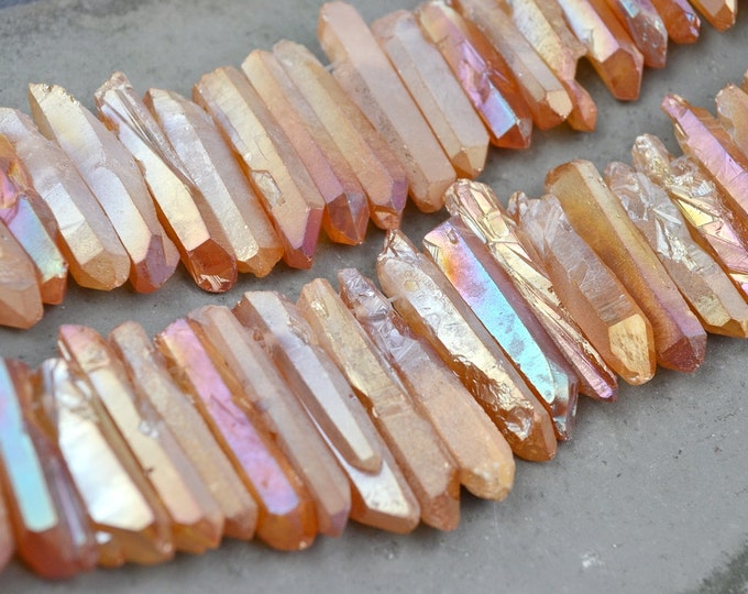 Raw Rough Metalic Titanium Quartz Point Beads Top Drilled - Etsy