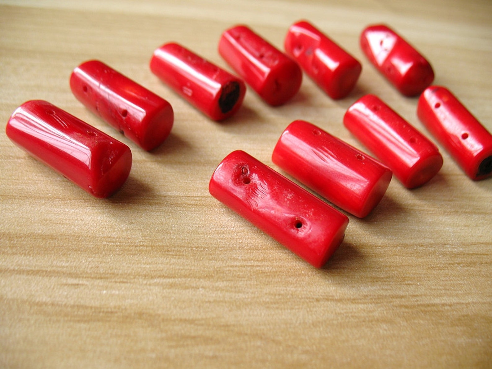 Red Coral Beads Large Drilled Natural Coral Beads Double Hole - Etsy