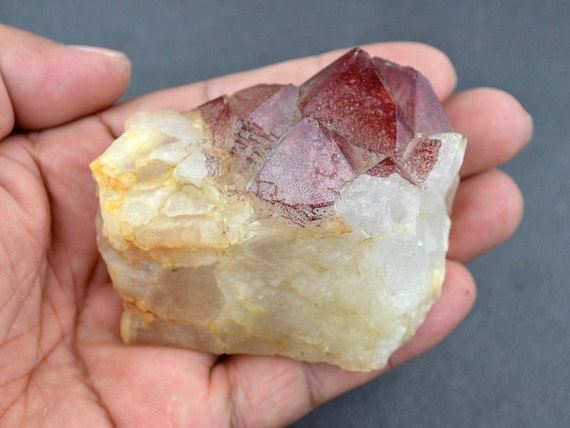 Red Phantom Quartz Crystal Red Quartz Cluster Red Hematite | Etsy