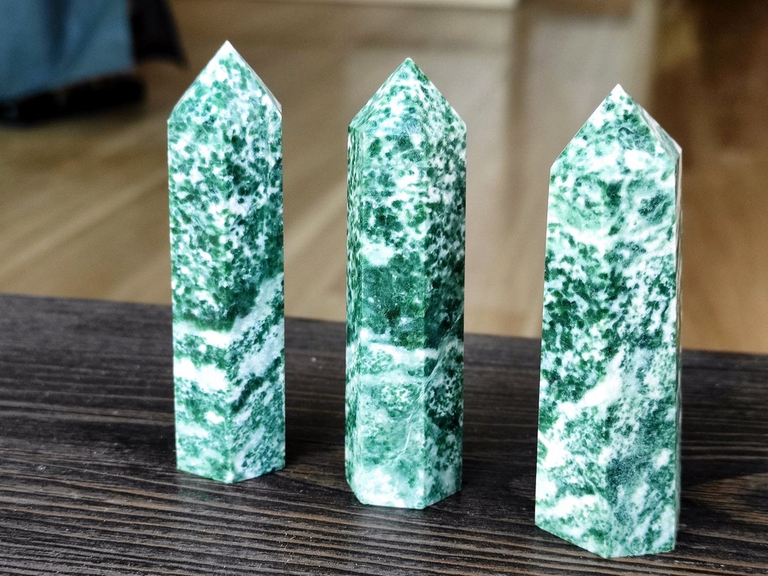 Green Jade Tower Obelisk Natural Jade Double Terminated Crystal Point ...