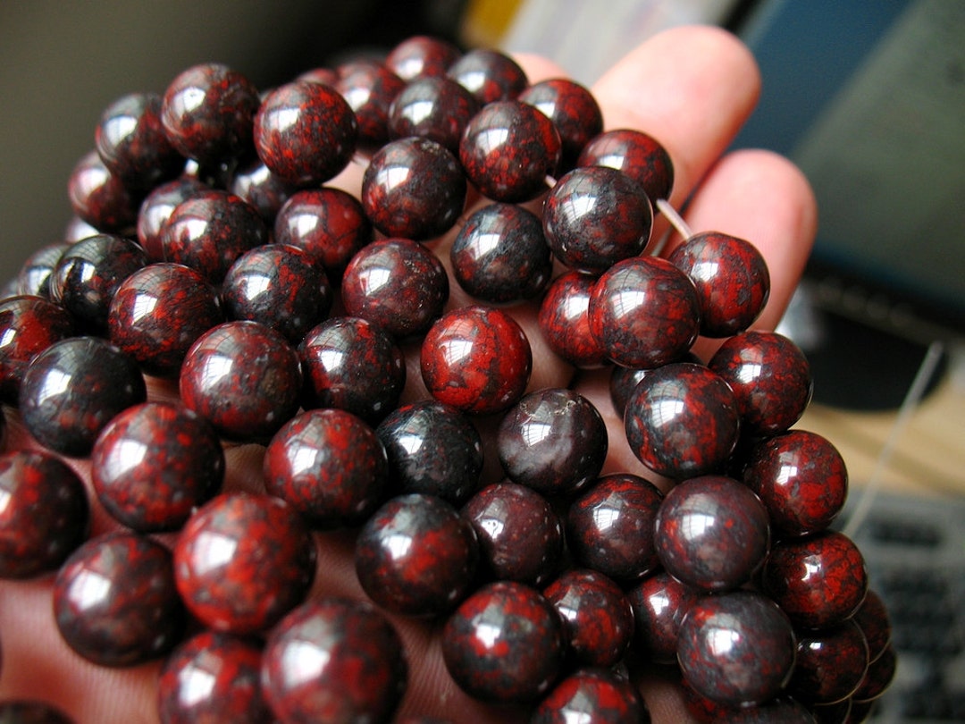 Natural Bloodstone Beads Red Blood Jasper Crystal Beads 4mm 6mm 8mm ...