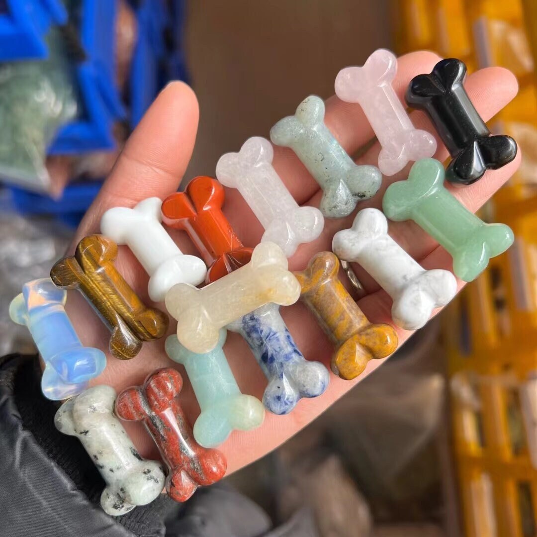 1.4'' Large Crystal Bone Carving Bulk Crystal Dog Bones Hand Carved ...