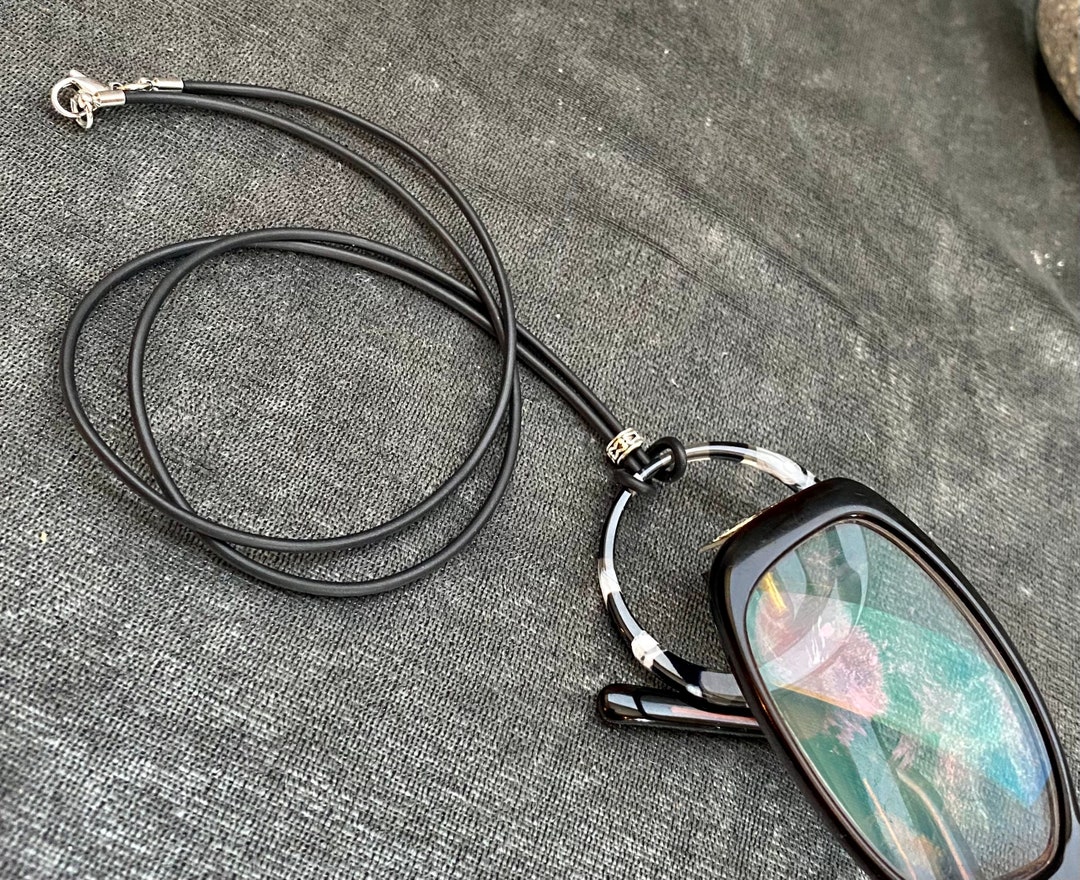 Eyeglass Holder With Tortoise Acrylic Loop. Black and White Eyeglass ...