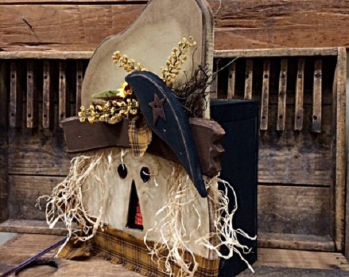 Primitive Fall Scarecrow Lighted harvest Scarecrow Box Design ...