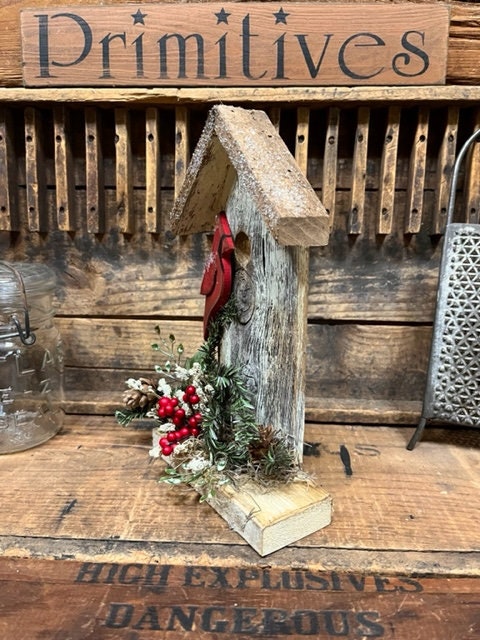 Primitive Winter Red Bird/cardinal Faux birdhouse - Etsy