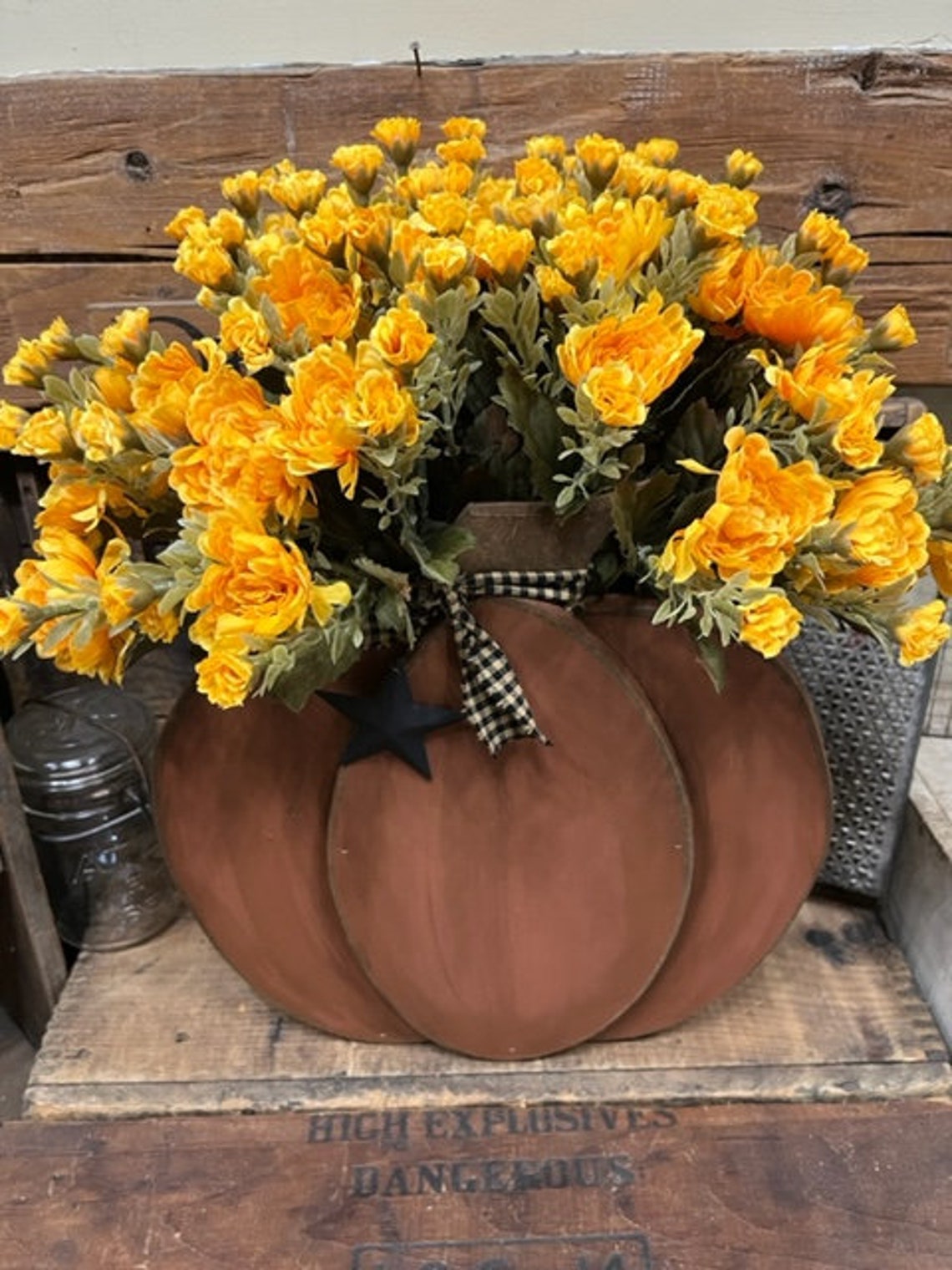 Primitive Fall porch Pumpkin Mum/flower Box - Etsy