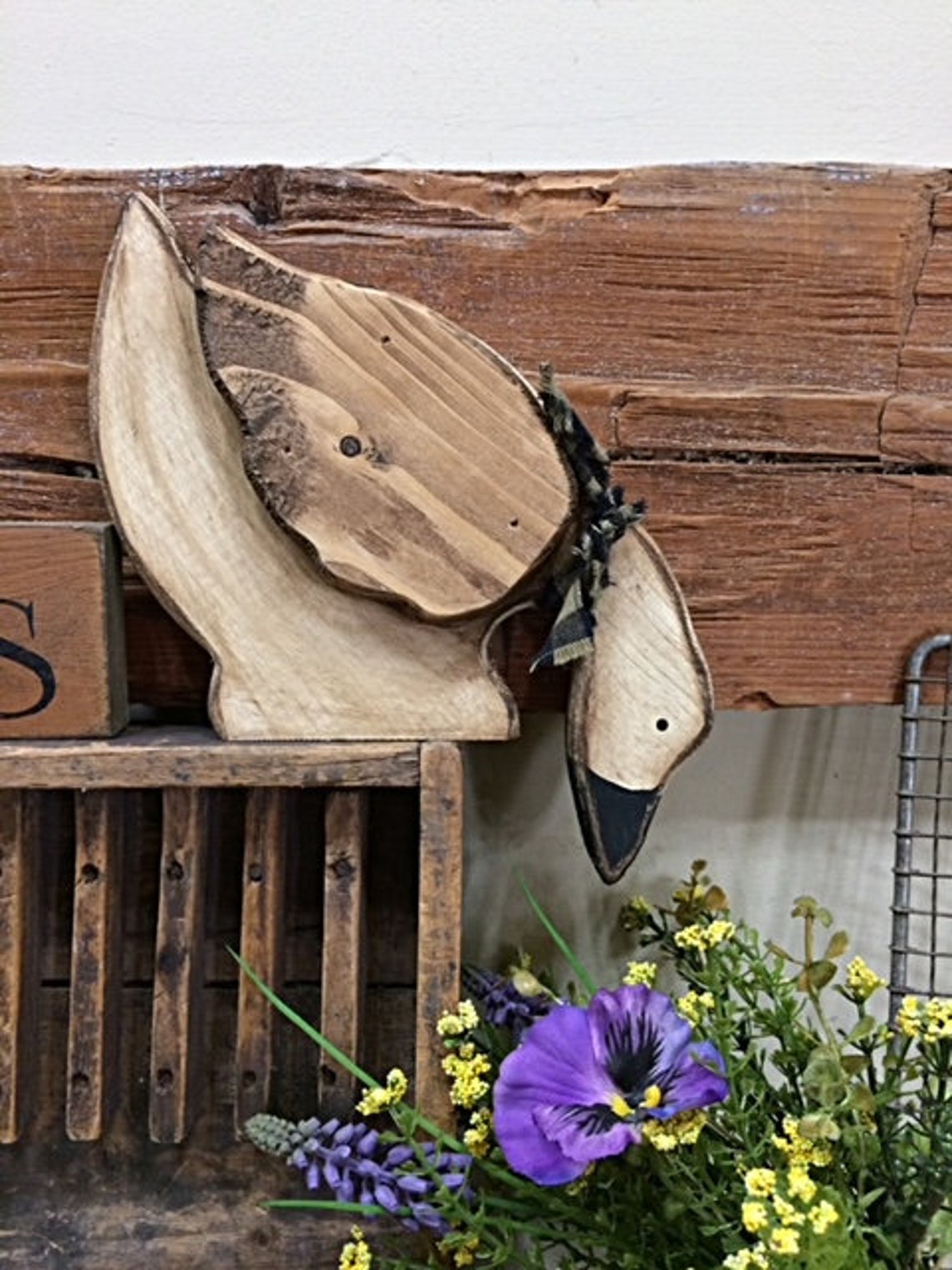 Primitive Decor curious Goose Adorable Wood Goose | Etsy