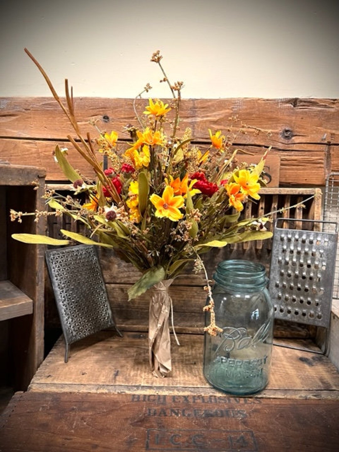 Primitive Flowers/hand Tied autumn Wildflowers - Etsy