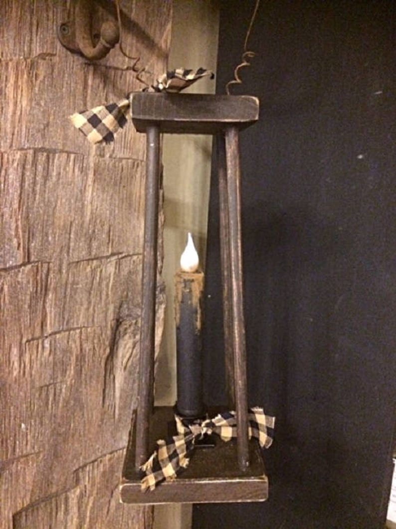 Primitive Lantern With Timer Candle Wooden Handmade Rustic | Etsy