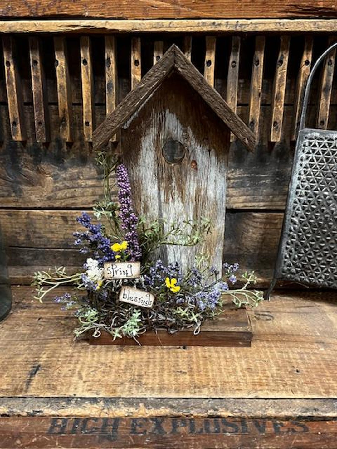Reclaimed Wood Birdhouse Decor, Spring Garden Accent - Etsy
