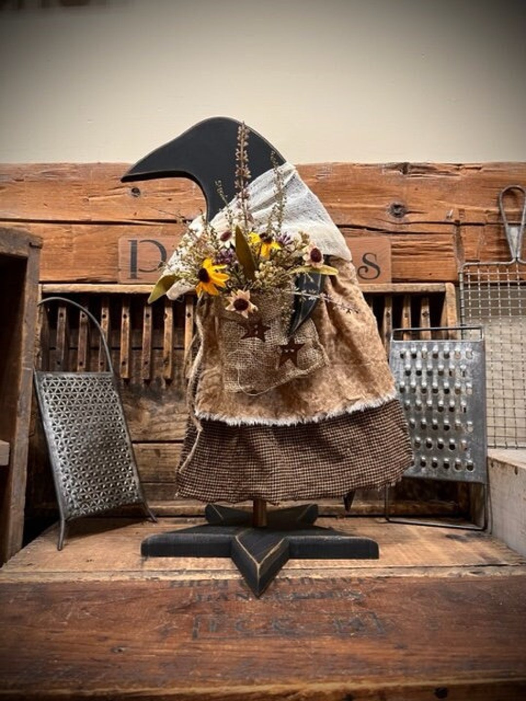 Primitive Lady Crow charlotte Handcrafted Wood - Etsy