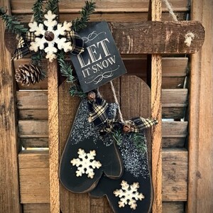 Primitive Winter Handcrafted Wood Hanging Sled W/mittens - Etsy