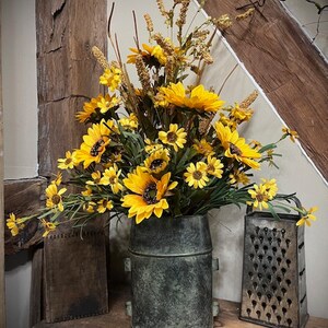 Primitive Flowers/large Sunflower Mix Hand Tied Bouquet Beautiful ...