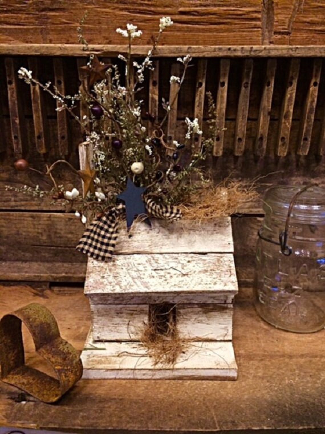 Primitive Decor Rustic Handmade Antique Wood Lath Cabin - Etsy