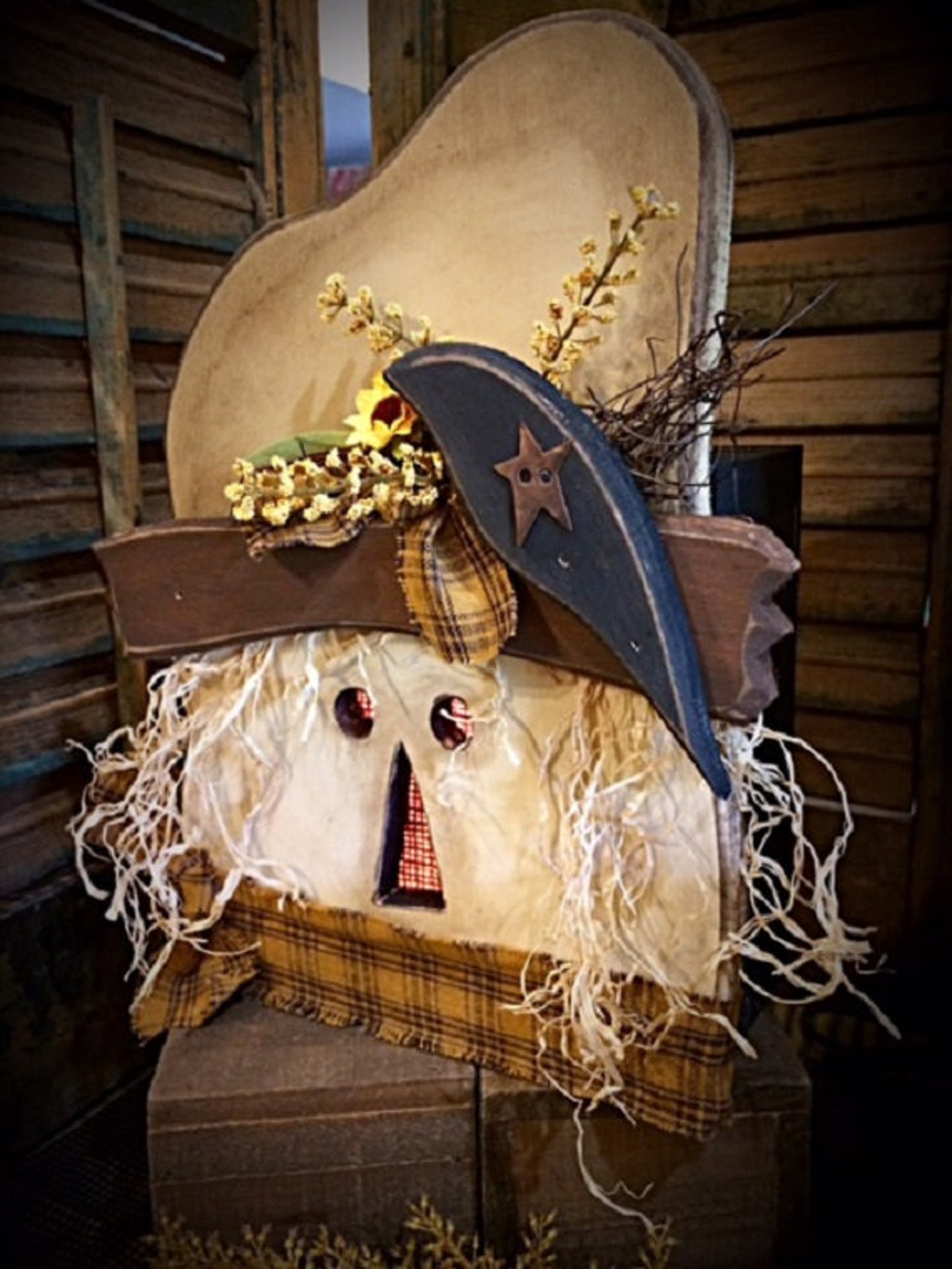 Primitive Fall Scarecrow Lighted harvest Scarecrow - Etsy