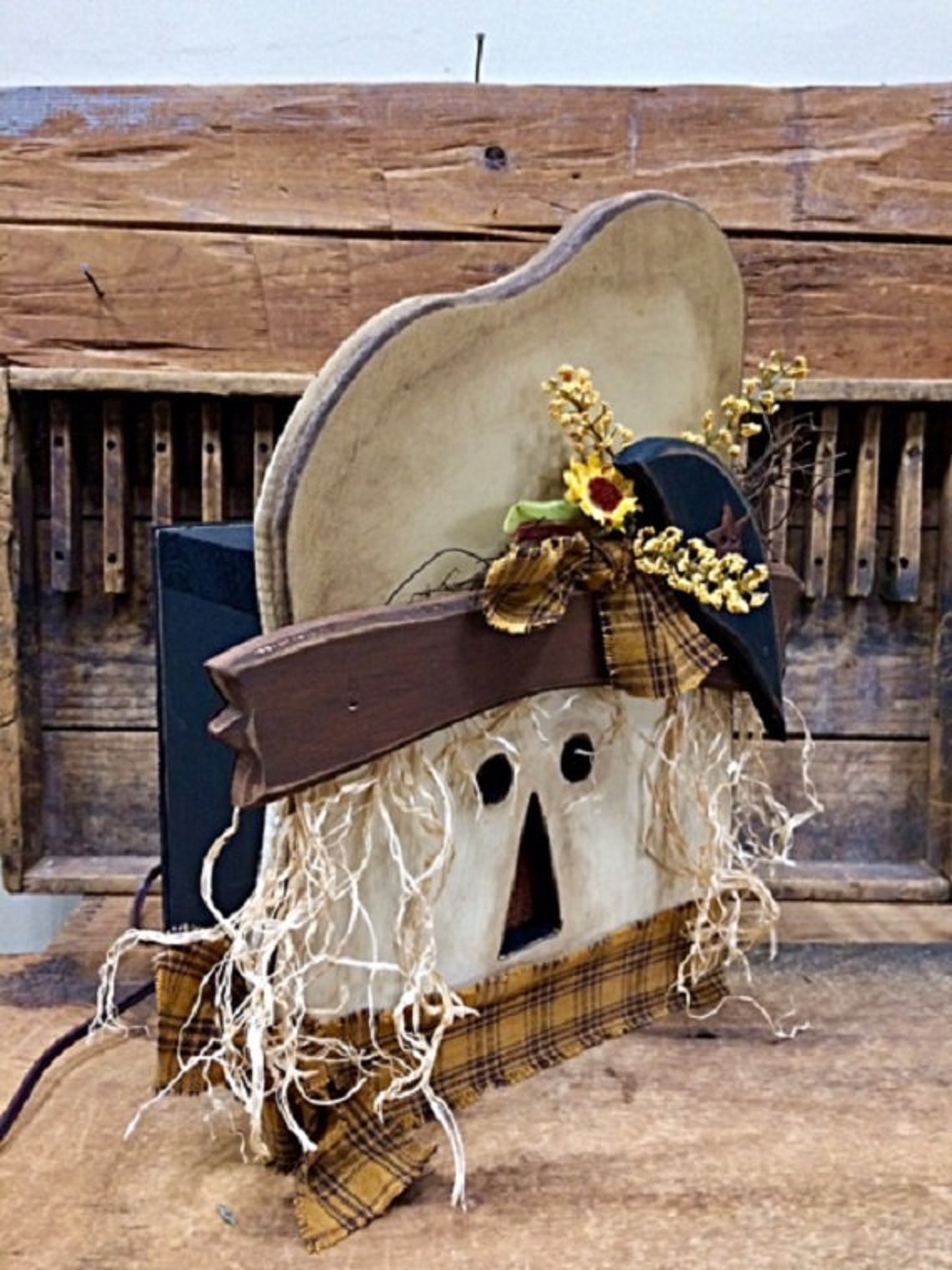 Primitive Fall Scarecrow Lighted harvest Scarecrow - Etsy