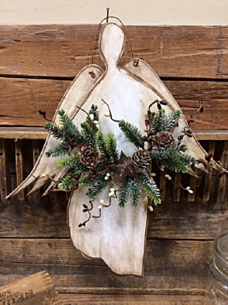 Primitive Christmas Angel Beautiful Rustic Hanging Angel w/ | Etsy