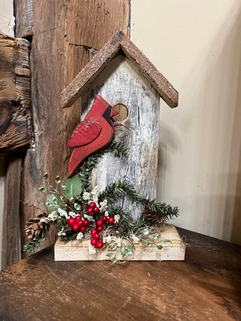 Primitive Winter Red Bird/cardinal Faux birdhouse - Etsy