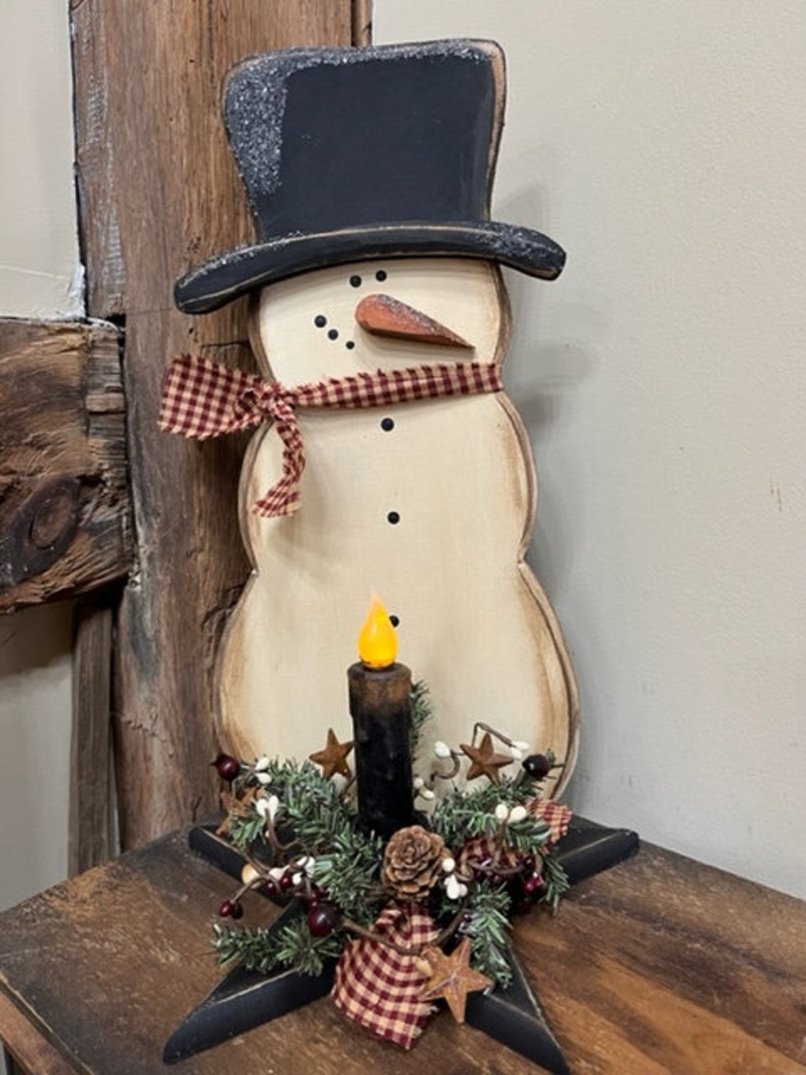 Primitive Snowman mr Topper Cute Top Hat Snowman - Etsy