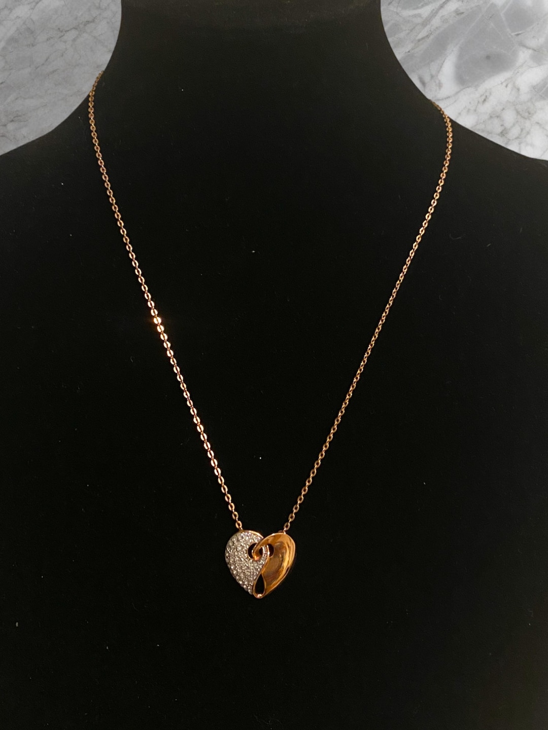 Swarovski Crystal Rose Gold Heart Necklace - Etsy