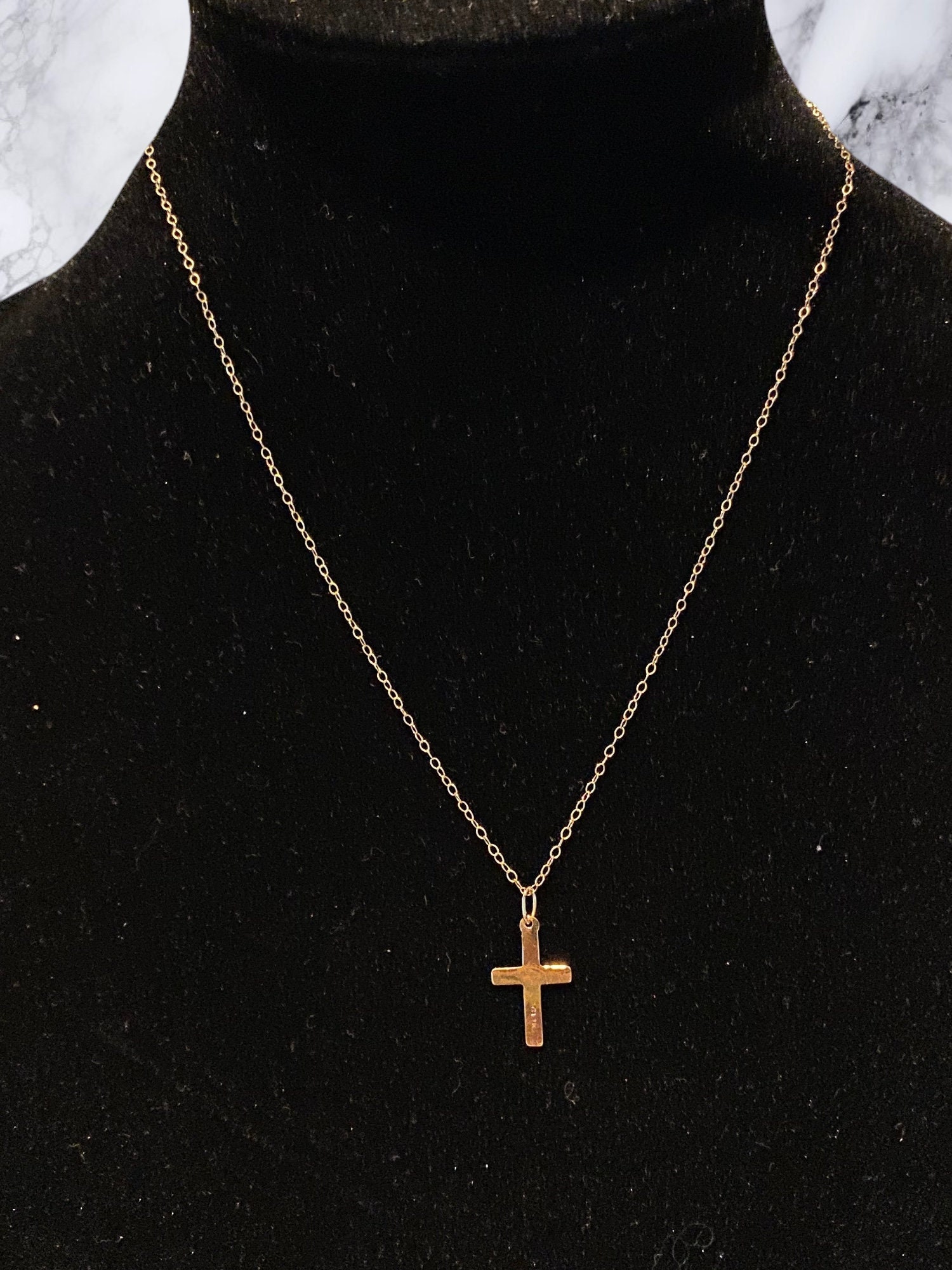 Delicate 14K Gold BG Cross Necklace - Etsy