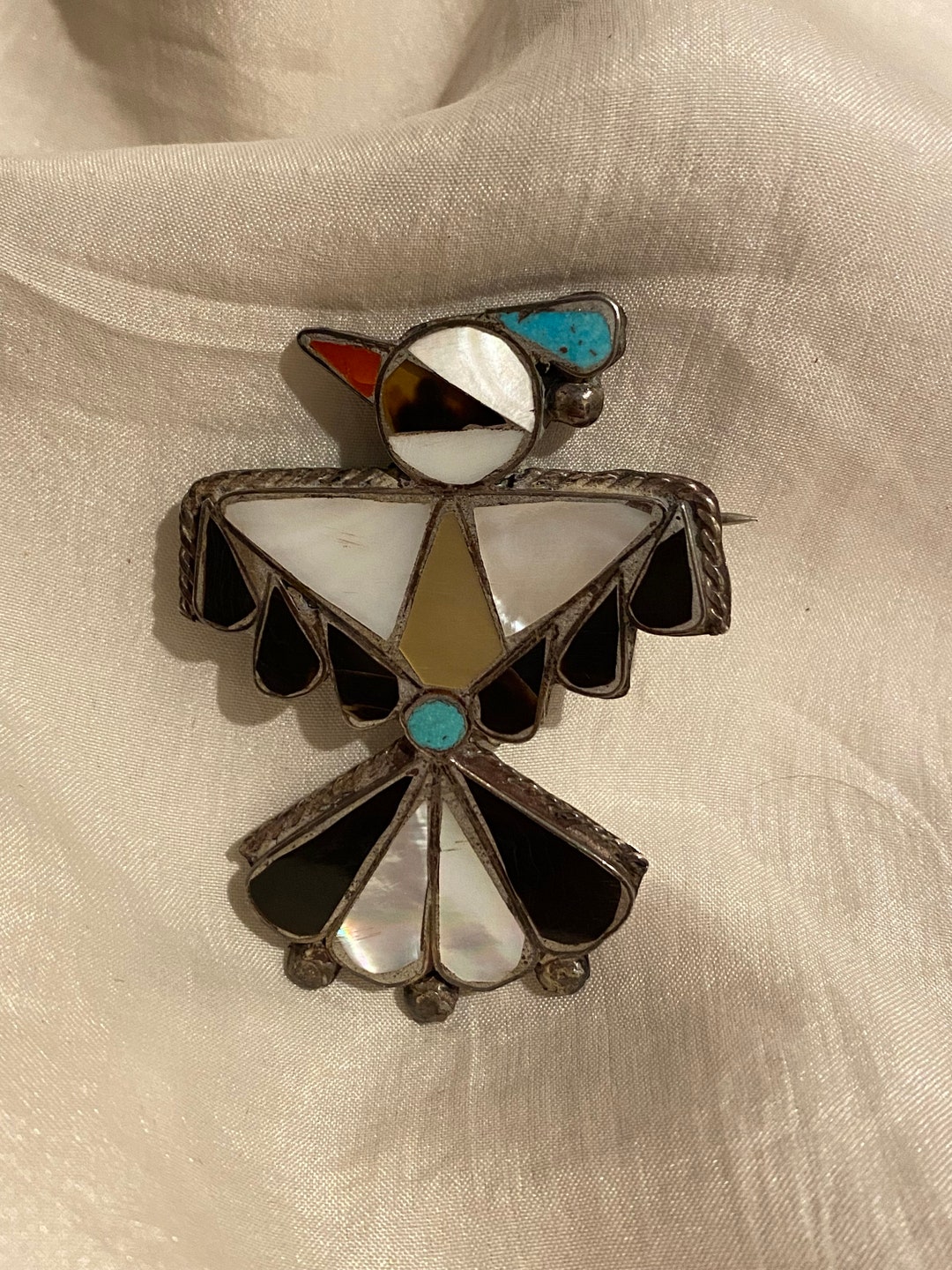 Vintage Zuni Thunderbird Brooch - Etsy