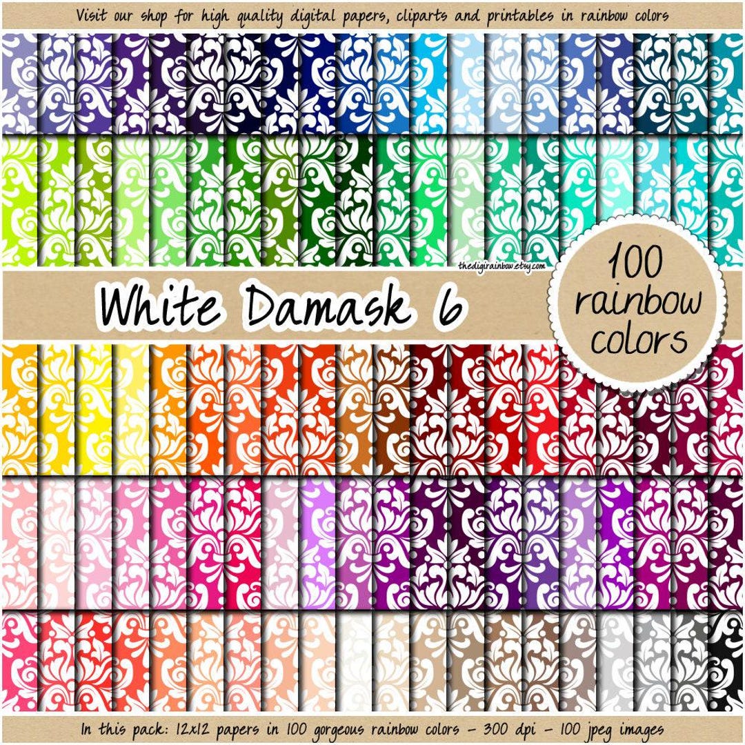 100 Seamless White Damask Digital Paper Chic Lace Pattern Elegant ...
