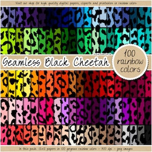 100 Rainbow Cheetah Digital Paper Seamless Leopard Pattern Safari ...