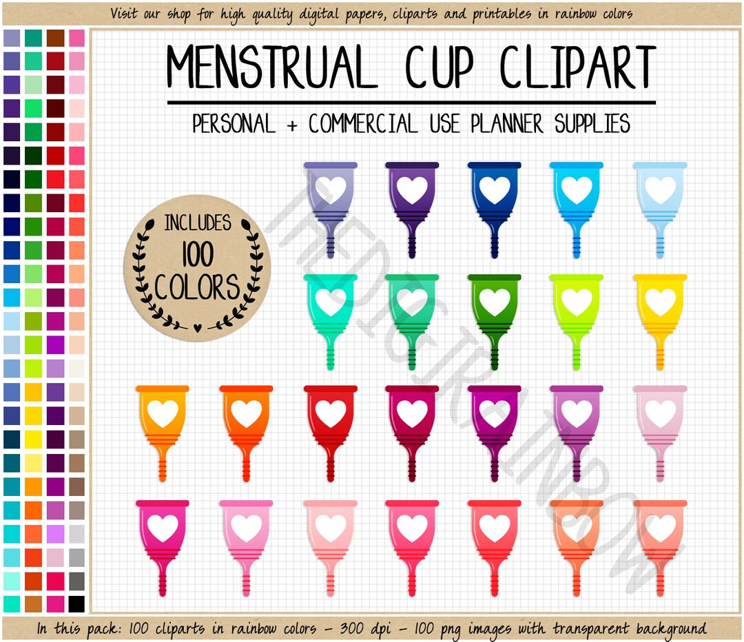 SALE 100 MENSTRUAL Cup Clipart Printable Sticker Period - Etsy