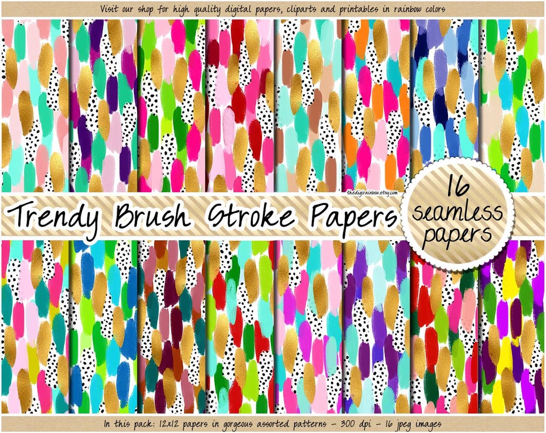 SEAMLESS Brush Strokes Digital Paper Trendy Paint Streaks Pattern ...