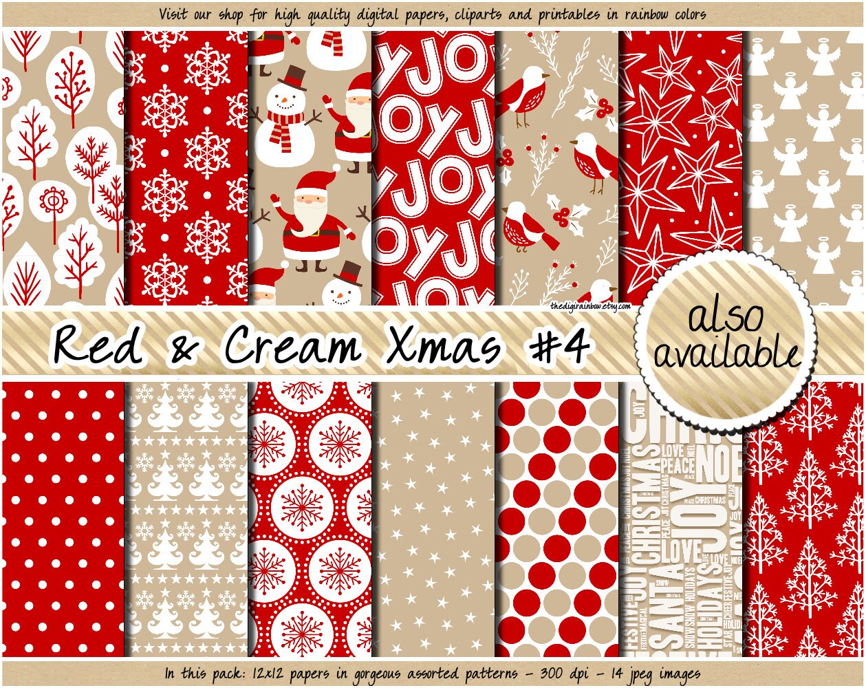 SALE Christmas Digital Paper Red Christmas Digital Paper - Etsy