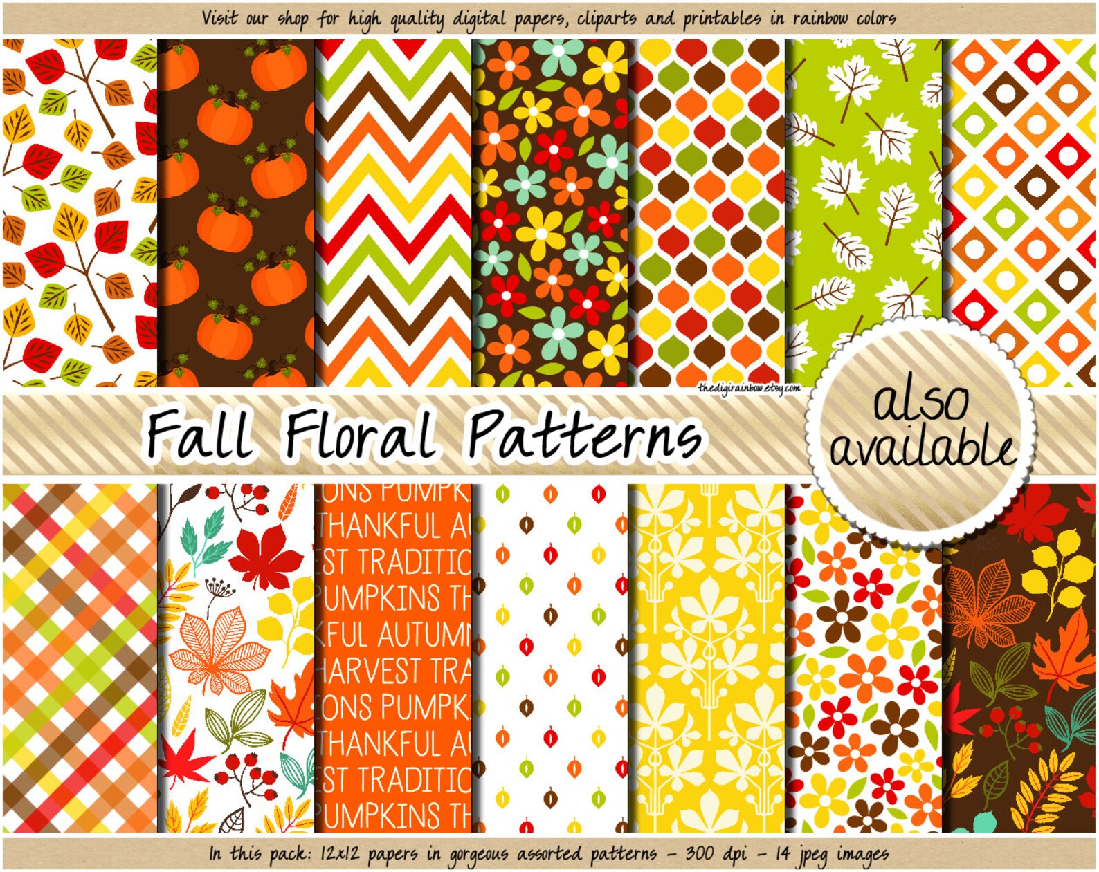 SALE Apple Digital Paper Fall Pattern Thanksgiving Background - Etsy