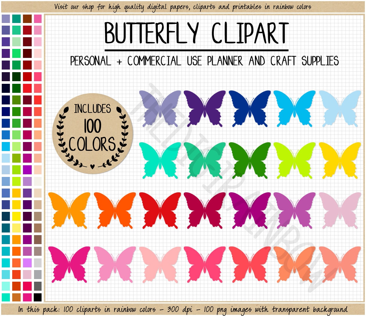 SALE 100 Butterfly Clipart Rainbow Butterfly Clipart Spring - Etsy