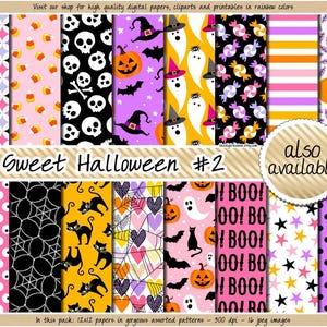 Pink Halloween Digital Paper Seamless Pattern Cute Printable Background ...