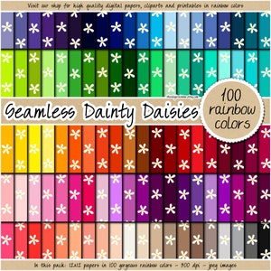 100 Seamless Daisy Digital Paper Floral Digital Paper Rainbow - Etsy