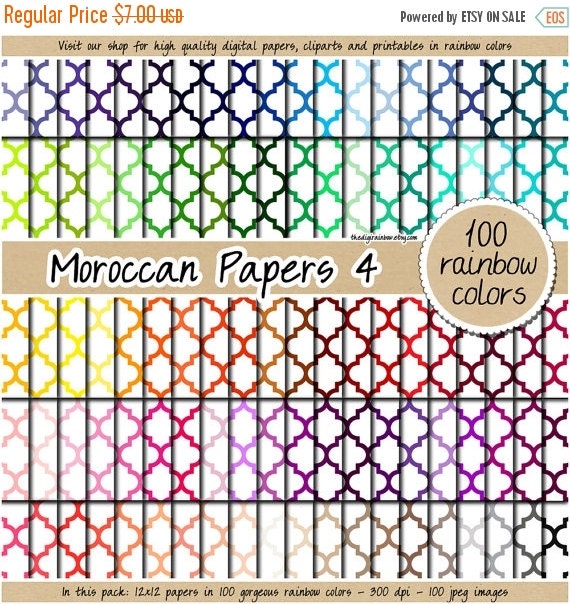 100 Moroccan Digital Paper Mosaic Digital Papers Rainbow - Etsy