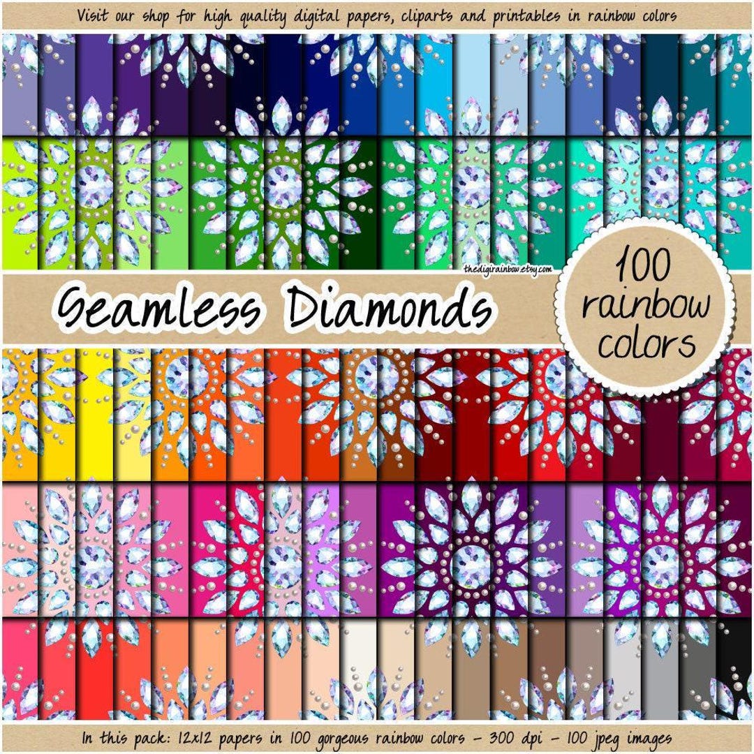 SALE 100 Seamless Diamond Digital Paper Diamond Clipart Gemstones ...