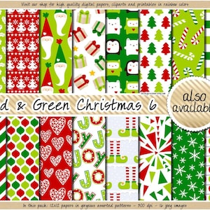 SALE Christmas Digital Paper Red and Green Christmas Digital Paper ...