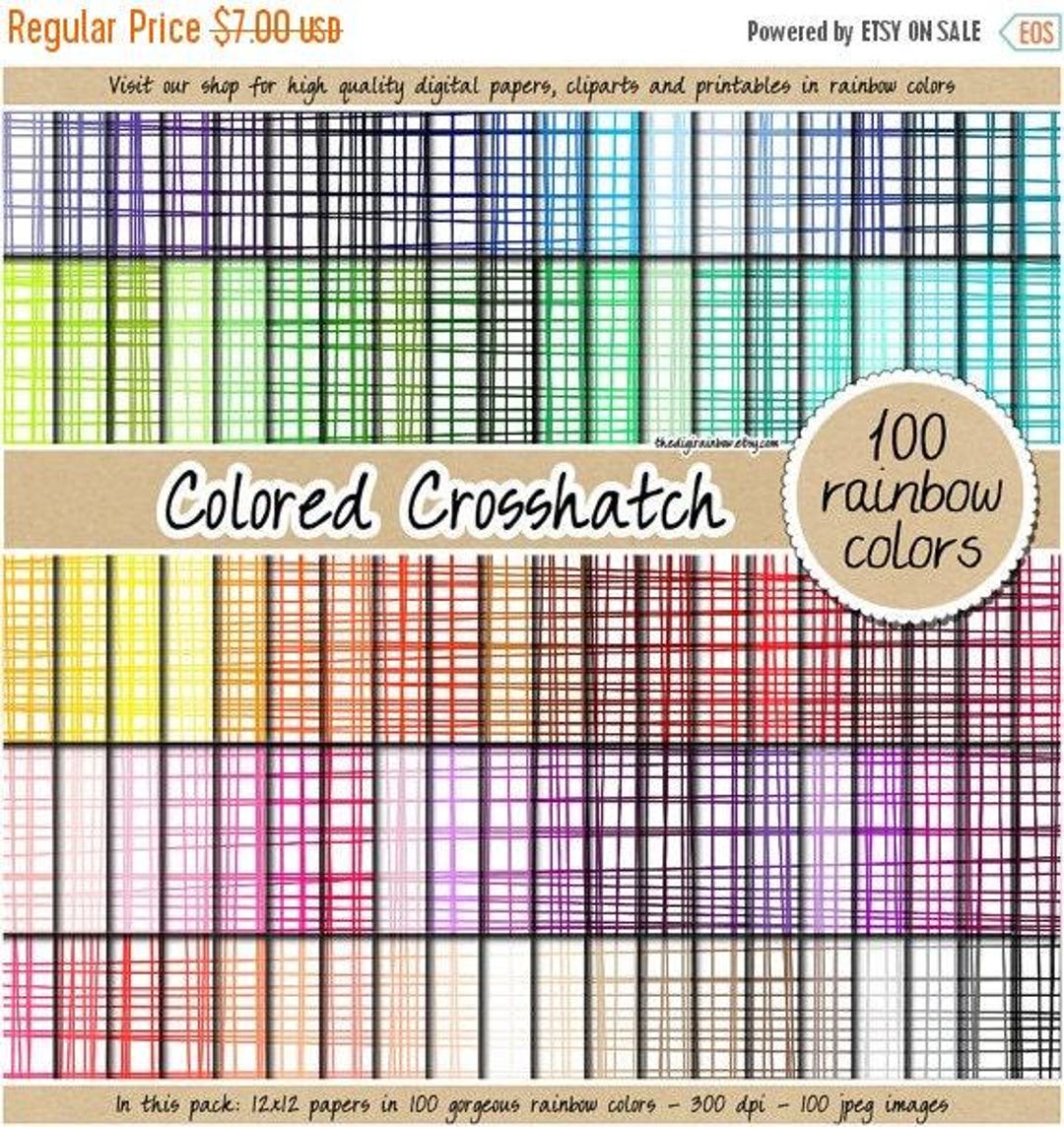 100 Crosshatch Digital Paper Fabric Digital Paper Rainbow Digital ...