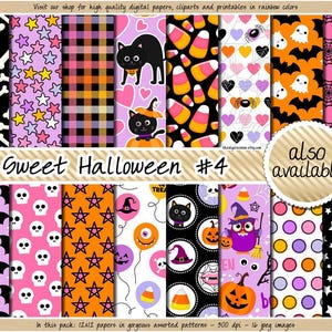 Pink Halloween Digital Paper Seamless Pattern Cute Printable Background ...
