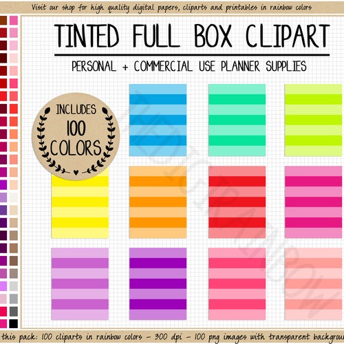 SALE 100 Ombre Full Box Planner Stickers Ombre Clipart Full - Etsy
