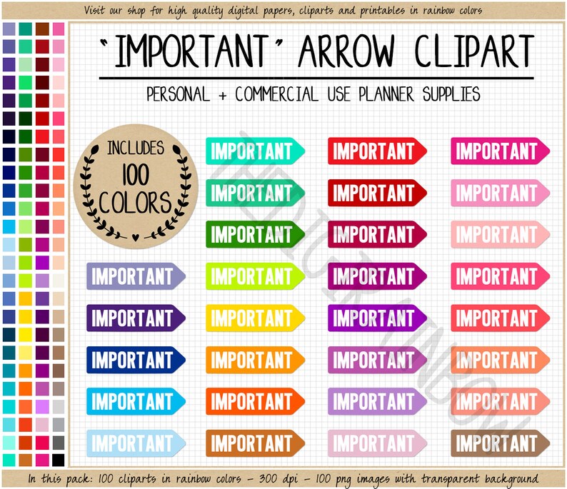 SALE 100 IMPORTANT Digital Stickers Remember Planner Clipart - Etsy