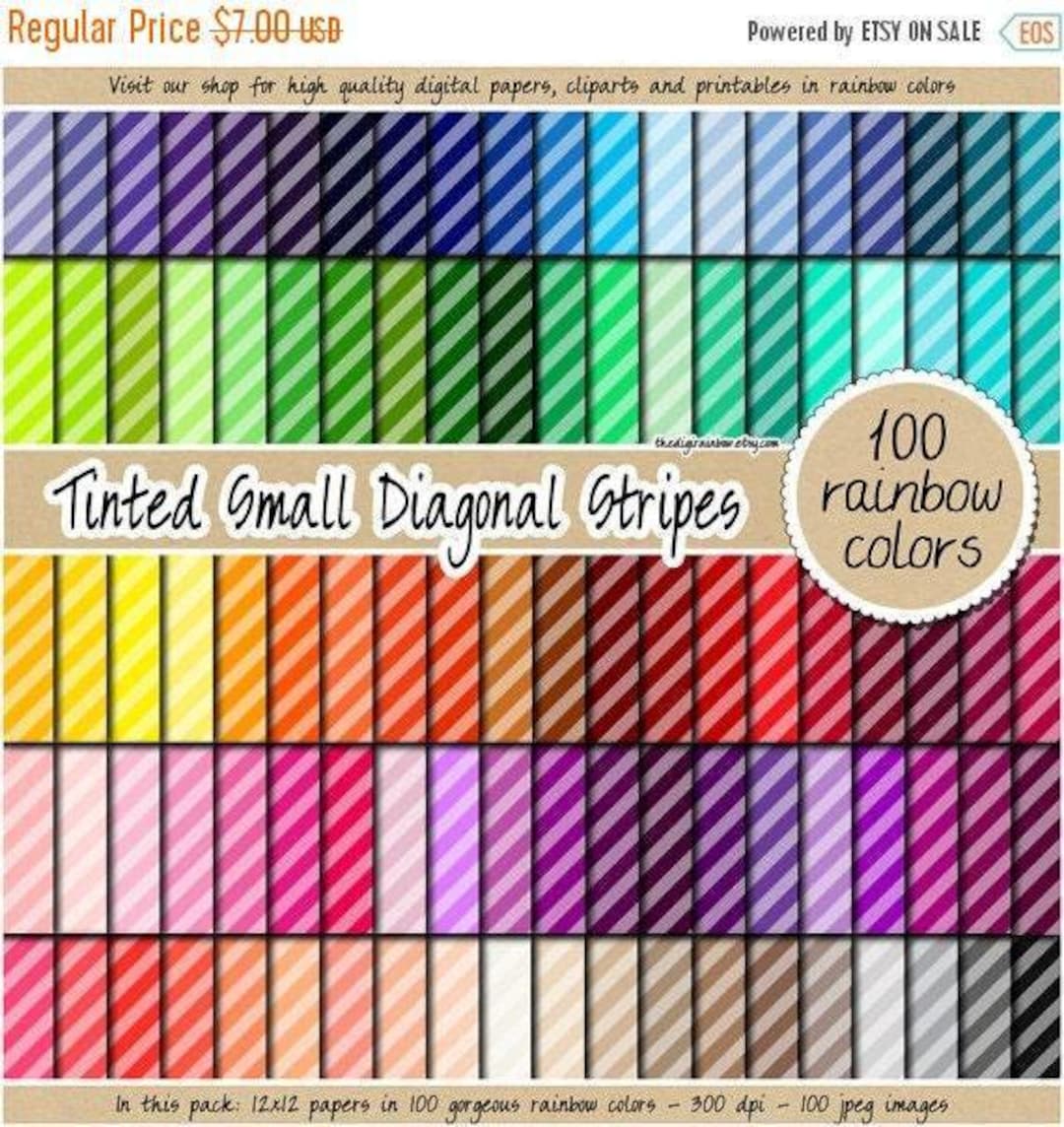 100 SEAMLESS Tinted Diagonal Striped Paper Rainbow Digital Paper Pastel ...