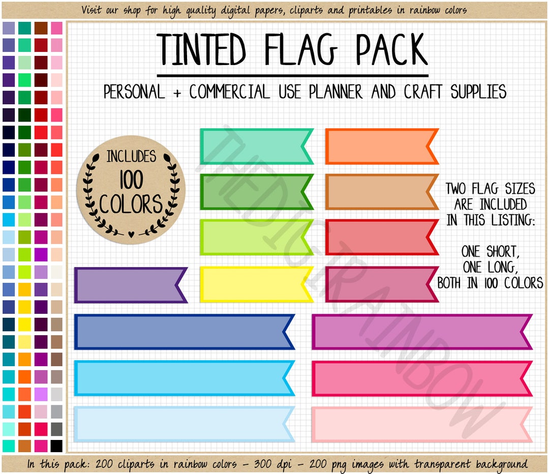 SALE 200 TINTED FLAG Sticker Printable Straw Flag Sticker Rainbow ...