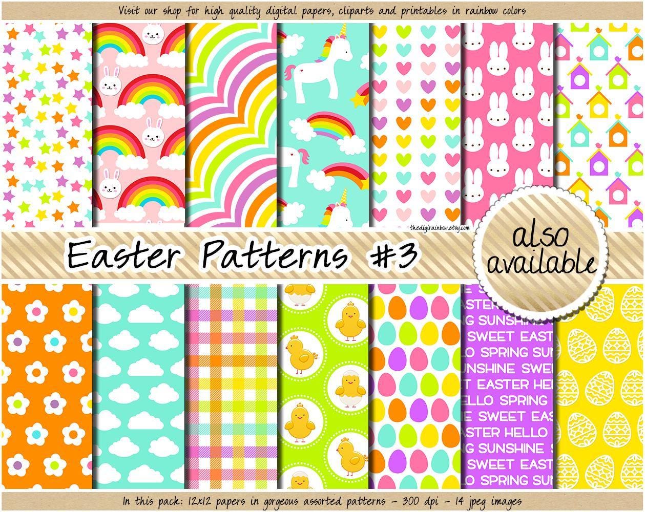 SEAMLESS Easter Digital Paper Printable Easter Pastel Background Bunny ...
