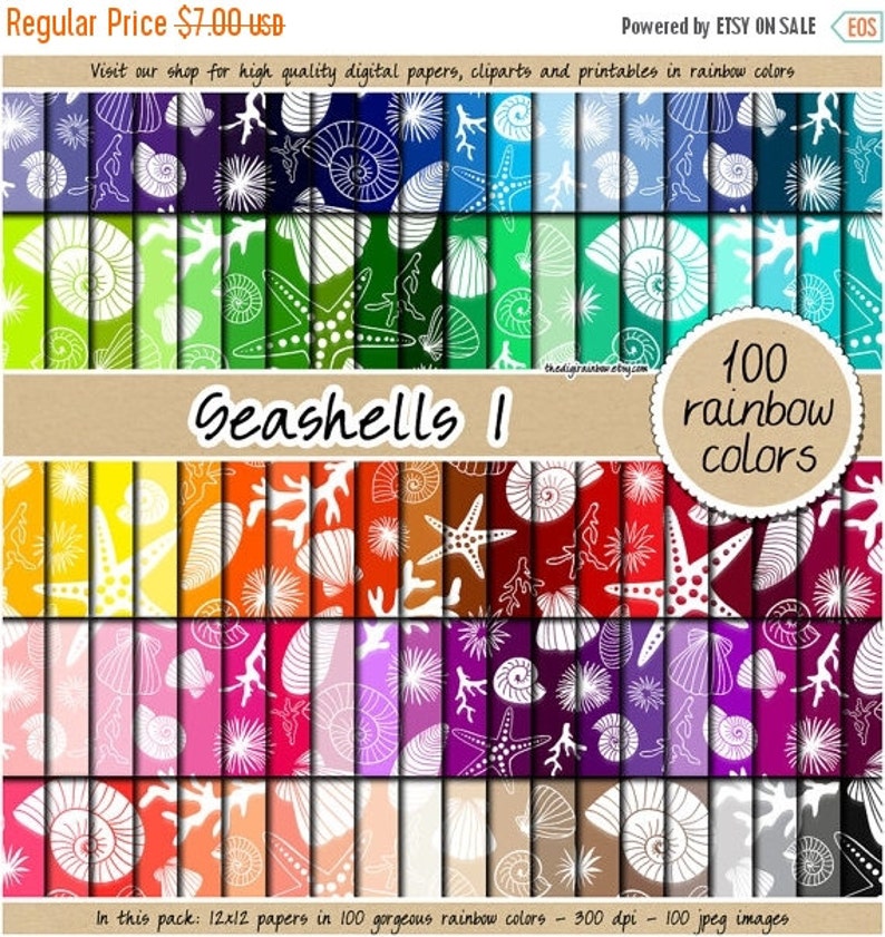 100 Seashell Digital Paper Beach Digital Paper Sea Nautical - Etsy