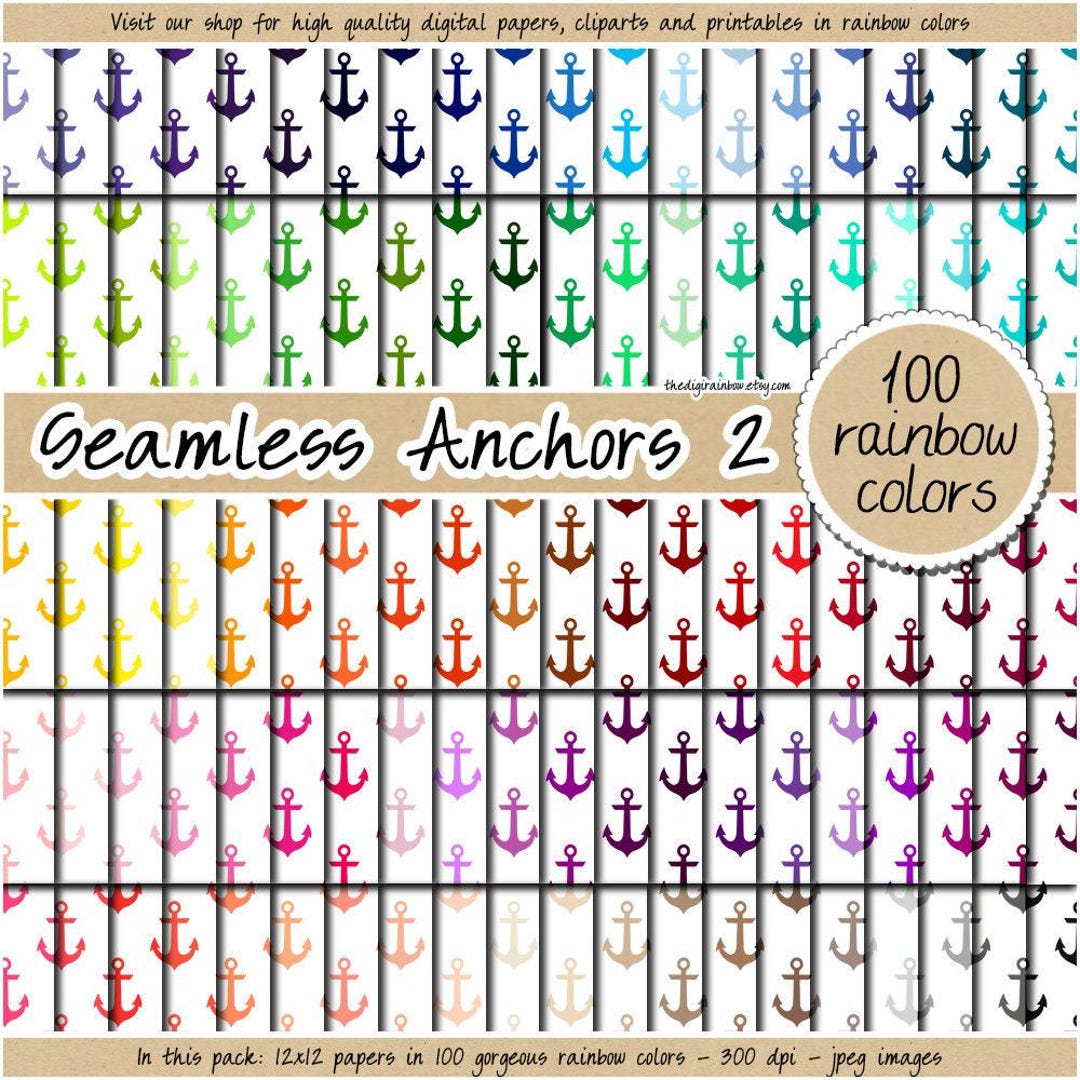 100 Seamless Nautical Digital Paper Anchor Pattern Marine Background ...