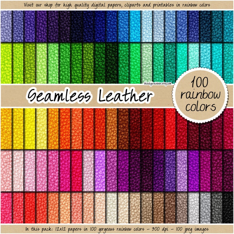 SALE 100 SEAMLESS Leather Digital Paper Rainbow Leather | Etsy